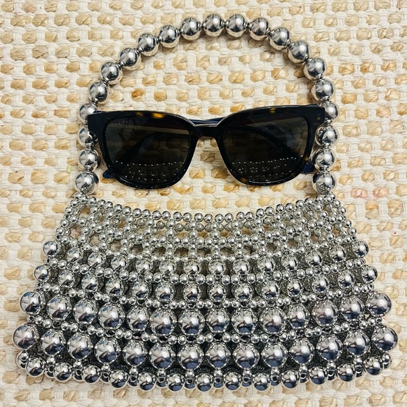 Zara | Bags | Silver Beaded Handbag Shoulder Bag Fall 225 Free Zara ...